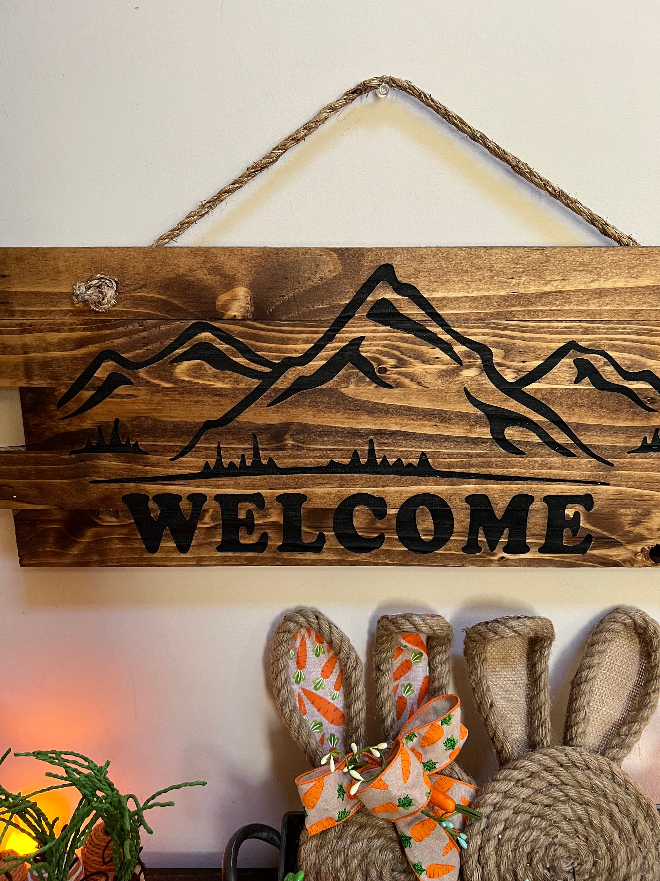 Home Décor Rustic WELCOME Sign ~ Live Edge Wood Sign ~ Mountain Cabin ...
