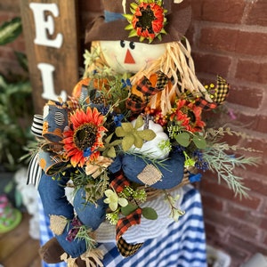 Fall Scarecrow Decor for Front Porch Pumpkin and Sunflowers - Etsy