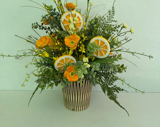 Lemon Floral Centerpiece, Summer Citrus Table Decor, Bright Yellow ...