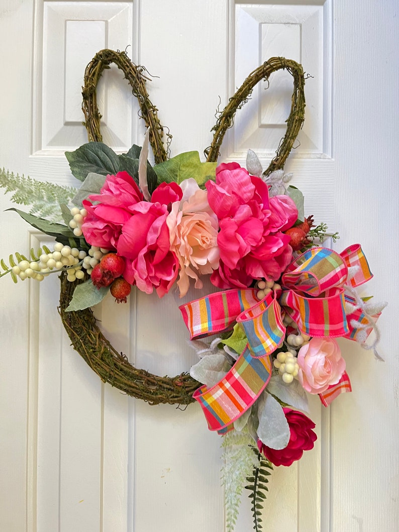 Easter Wreath for Front Door Easter Decor Bunny Ears Door | Etsy