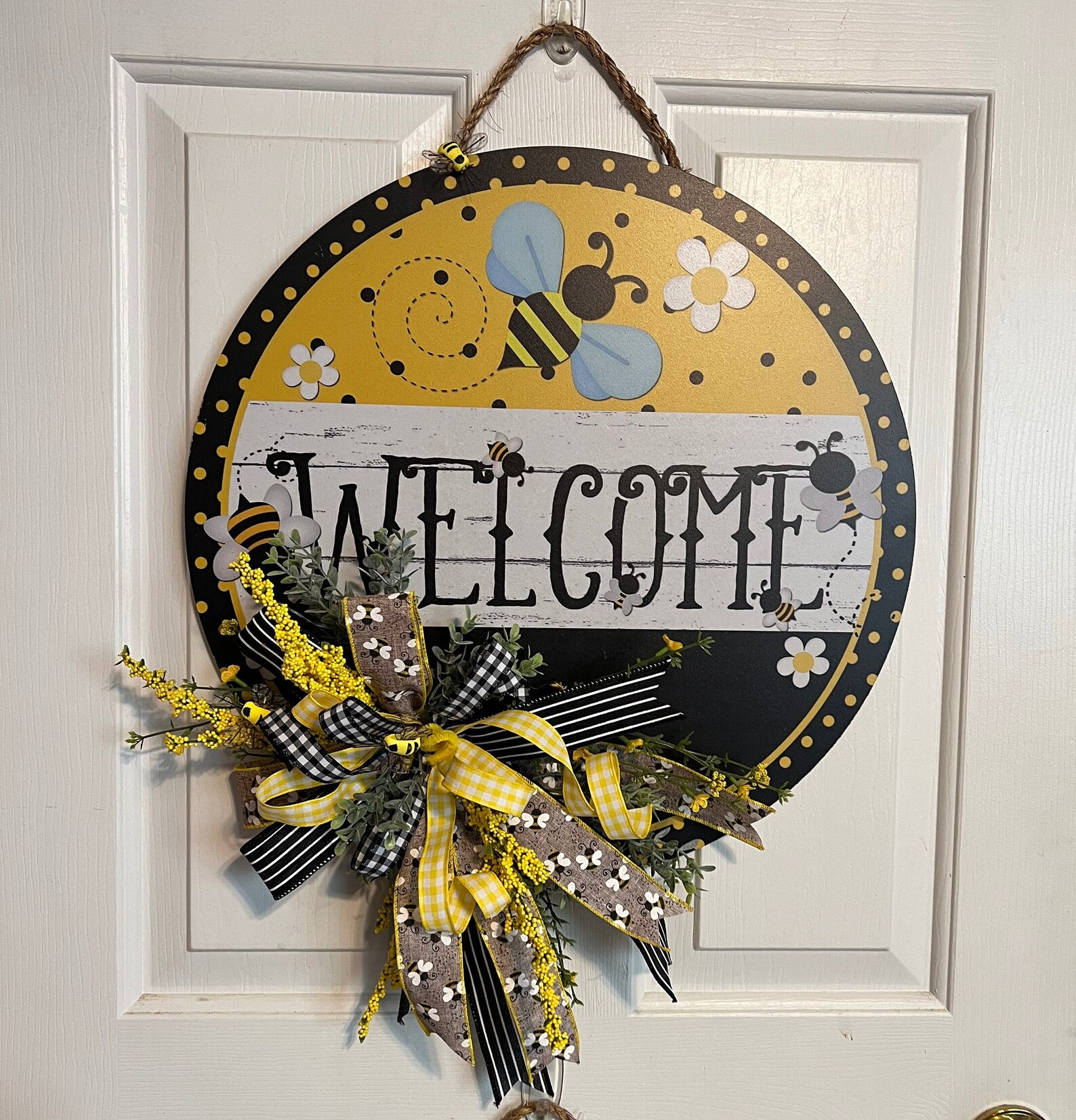 Welcome Bee Door Sign Welcome Wreath New Home Gift - Etsy