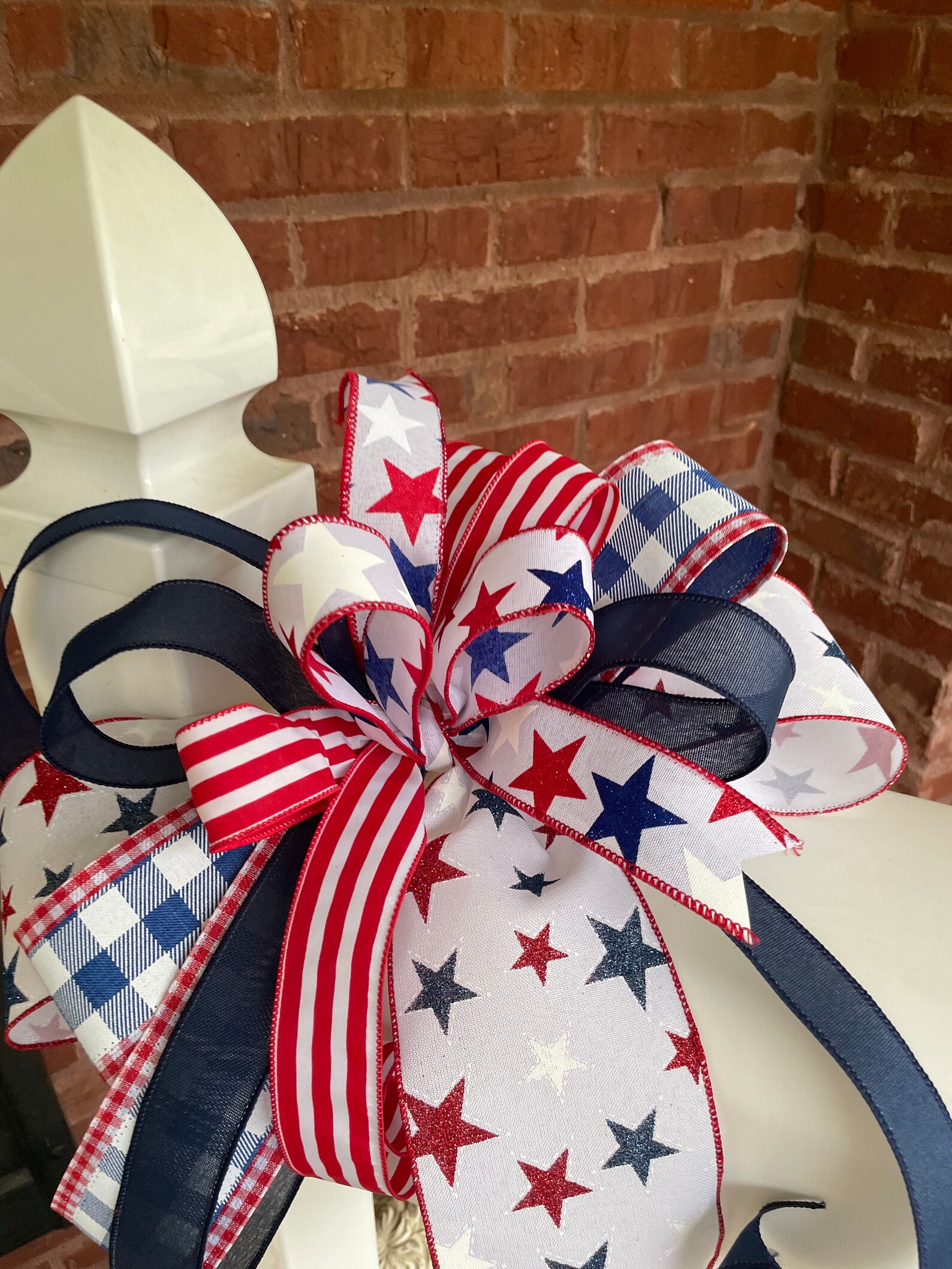 Patriotic July 4th Mailbox Bow Patriotic Bow for Wreath | Etsy