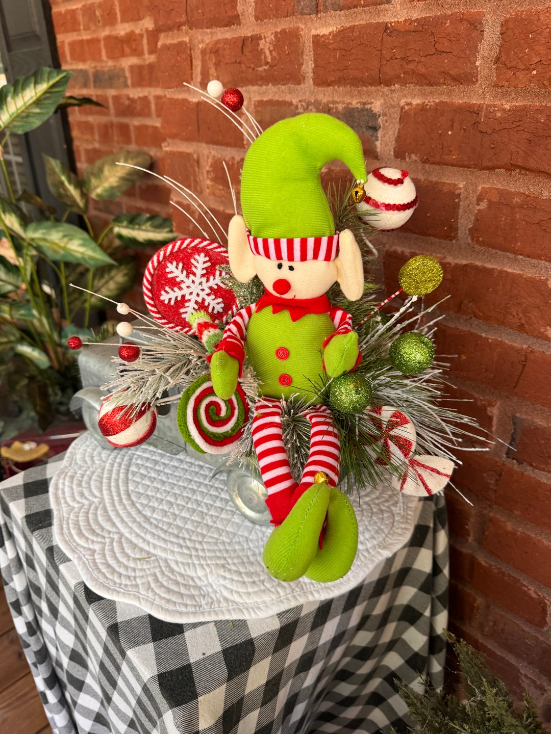 Christmas Elf Centerpiece, Galvanized Vintage Truck Christmas Floral ...