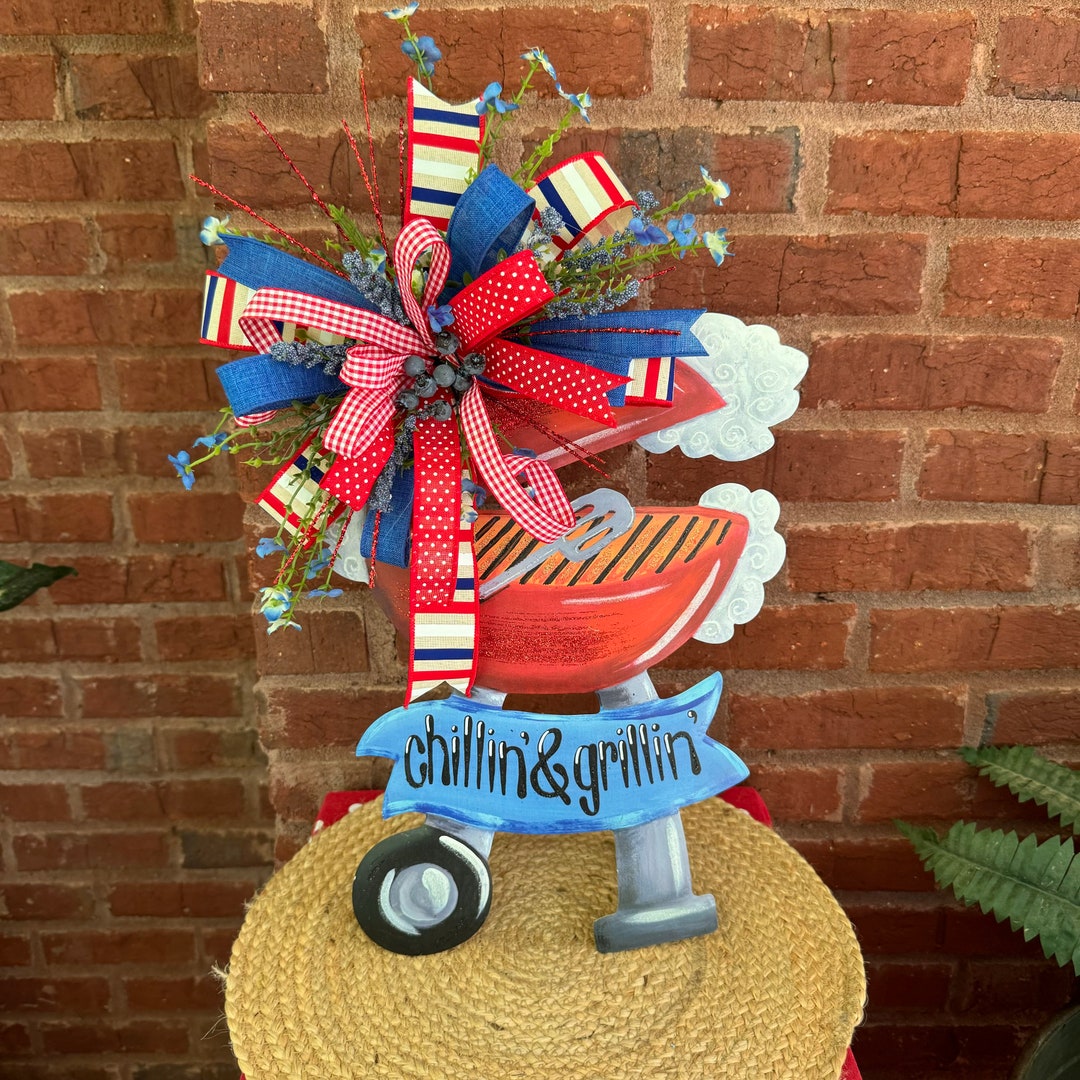 Summer Grilling Party Decoration, Patriotic Summer Door Decor, July 4th ...