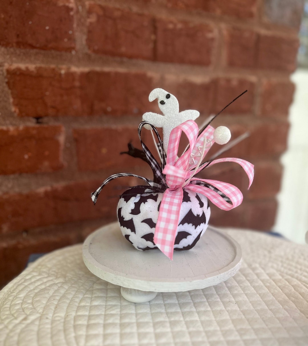 Mini Fall Black Bat Pumpkin for Tiered Tray, Pink Halloween Decorations ...