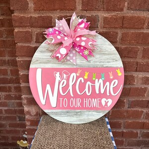 Easter Welcome Door Hanger for Front Door, Easter Bunny Door Sign ...