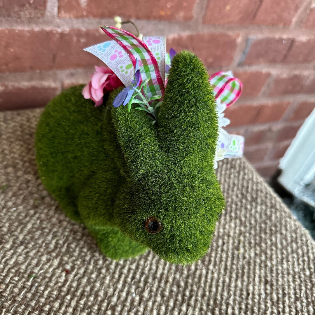 Easter Moss Bunny Floral, Mini Moss Bunny With Flowers, Easter Decor ...