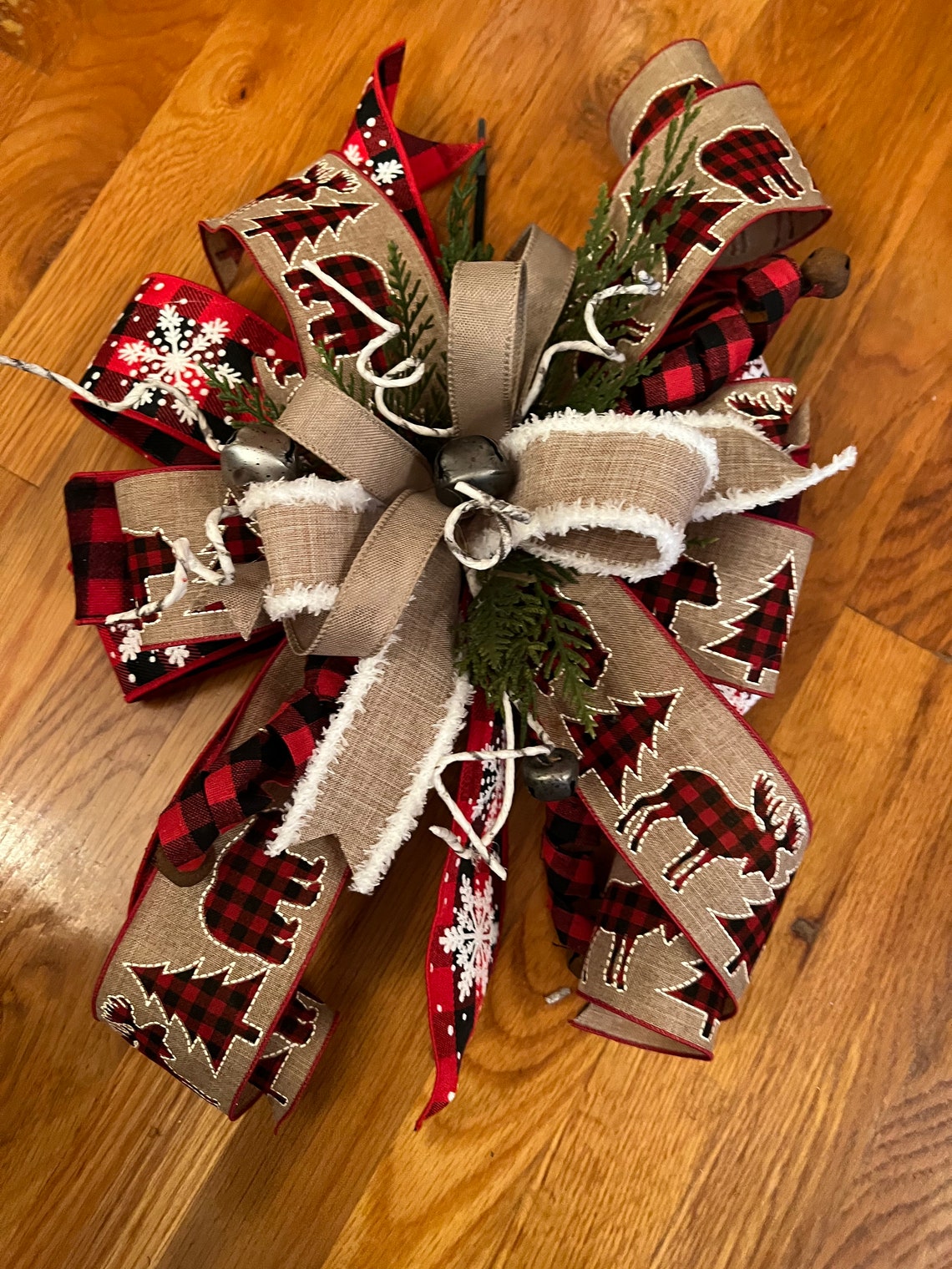 Tree Topper Bow Christmas Tree Bow Rustic Cabintree Bow - Etsy