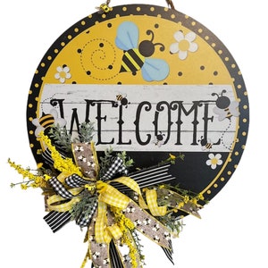 Welcome Bee Door Sign, Welcome Wreath, New Home Gift - Etsy