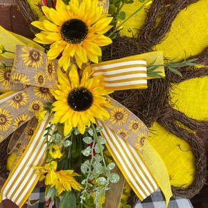 Sunflower Door Hanger, Spring Sunflower Door Hanger, Yellow Flower Door ...