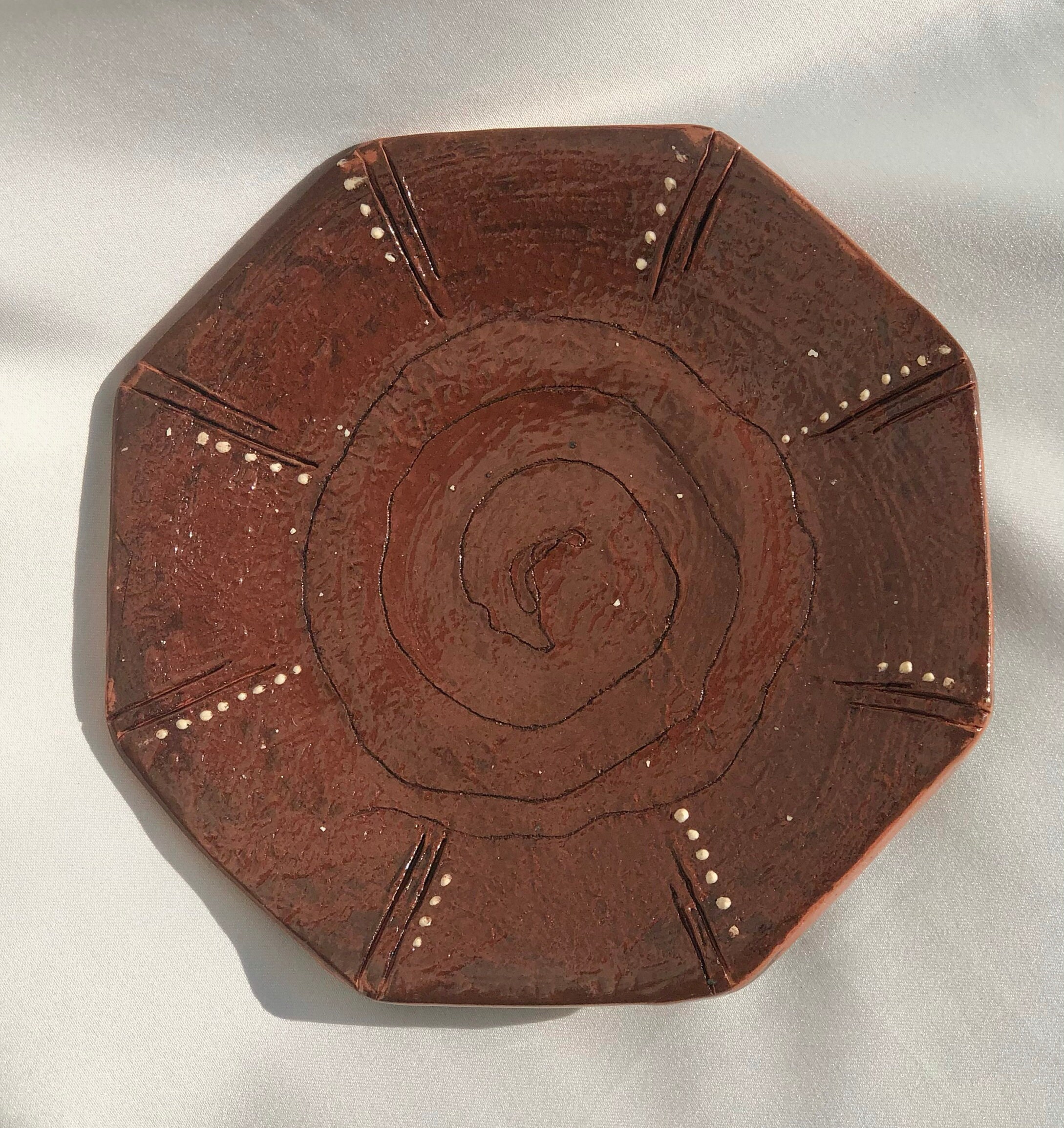 Small Hexagon Ceramic Plate W/ Abstract Sun - Etsy