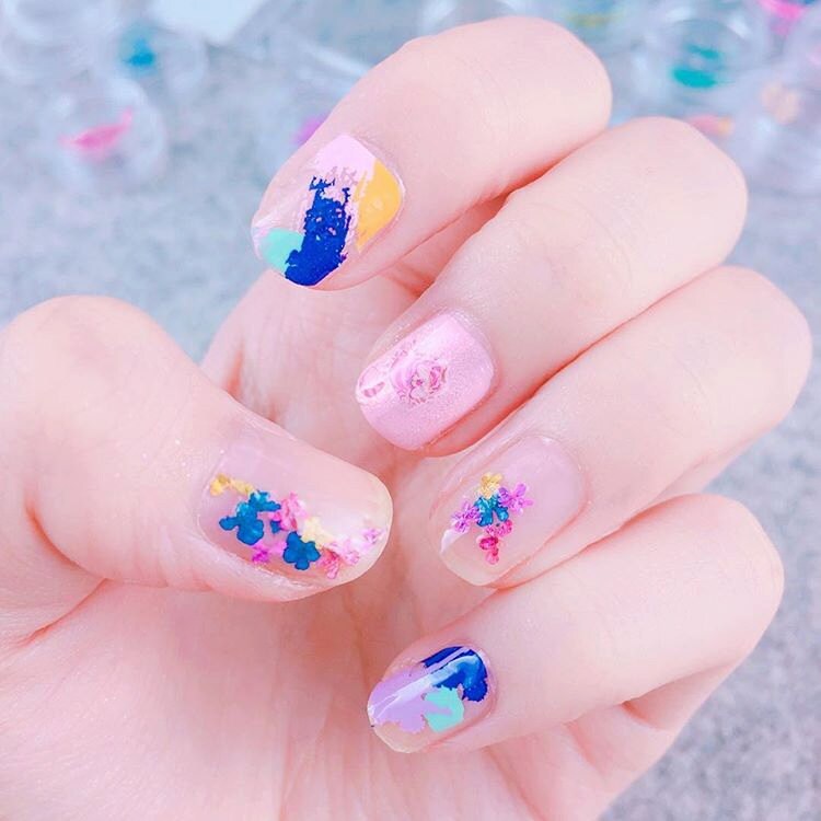 Colorful Stroke Transparent Nail Wraps / Designer Nail Stickers 22pcs ...