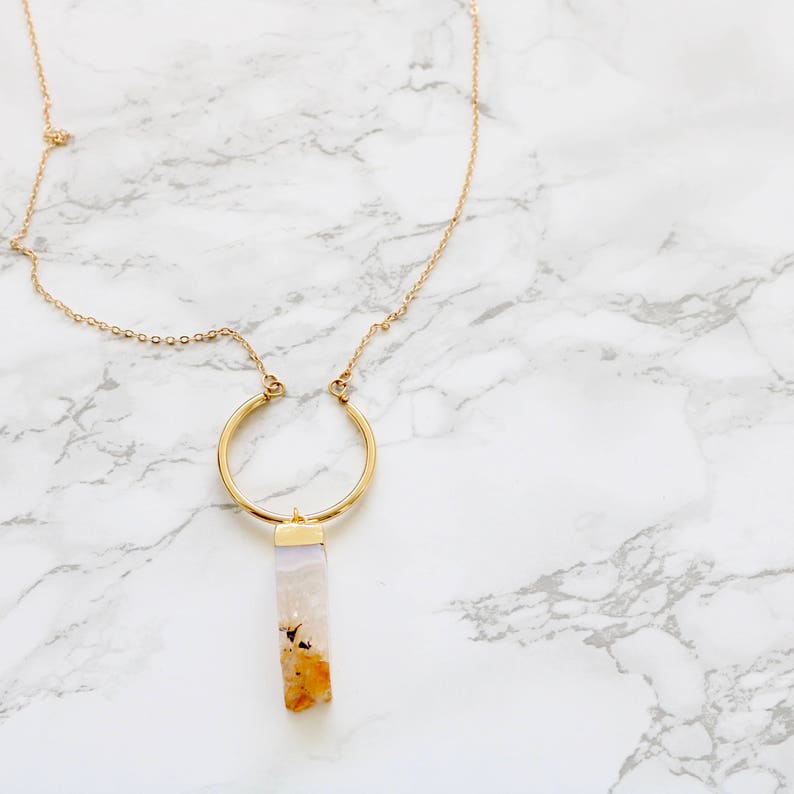 Mik // Raw Citrine Crystal Necklace. November Birthstone - Etsy