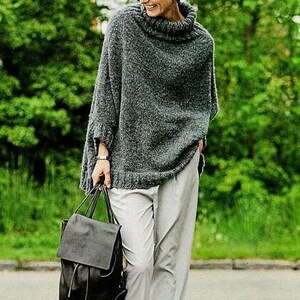 Soft Oversized Knit Poncho Baby Alpaca Wrap Over Top or Jacket Shawl ...