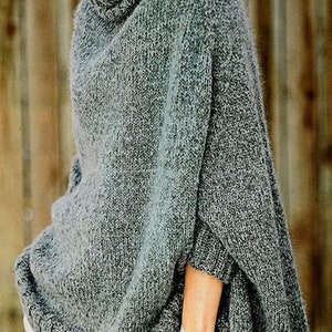 Soft Oversized Knit Poncho Baby Alpaca Wrap Over Top or Jacket Shawl ...