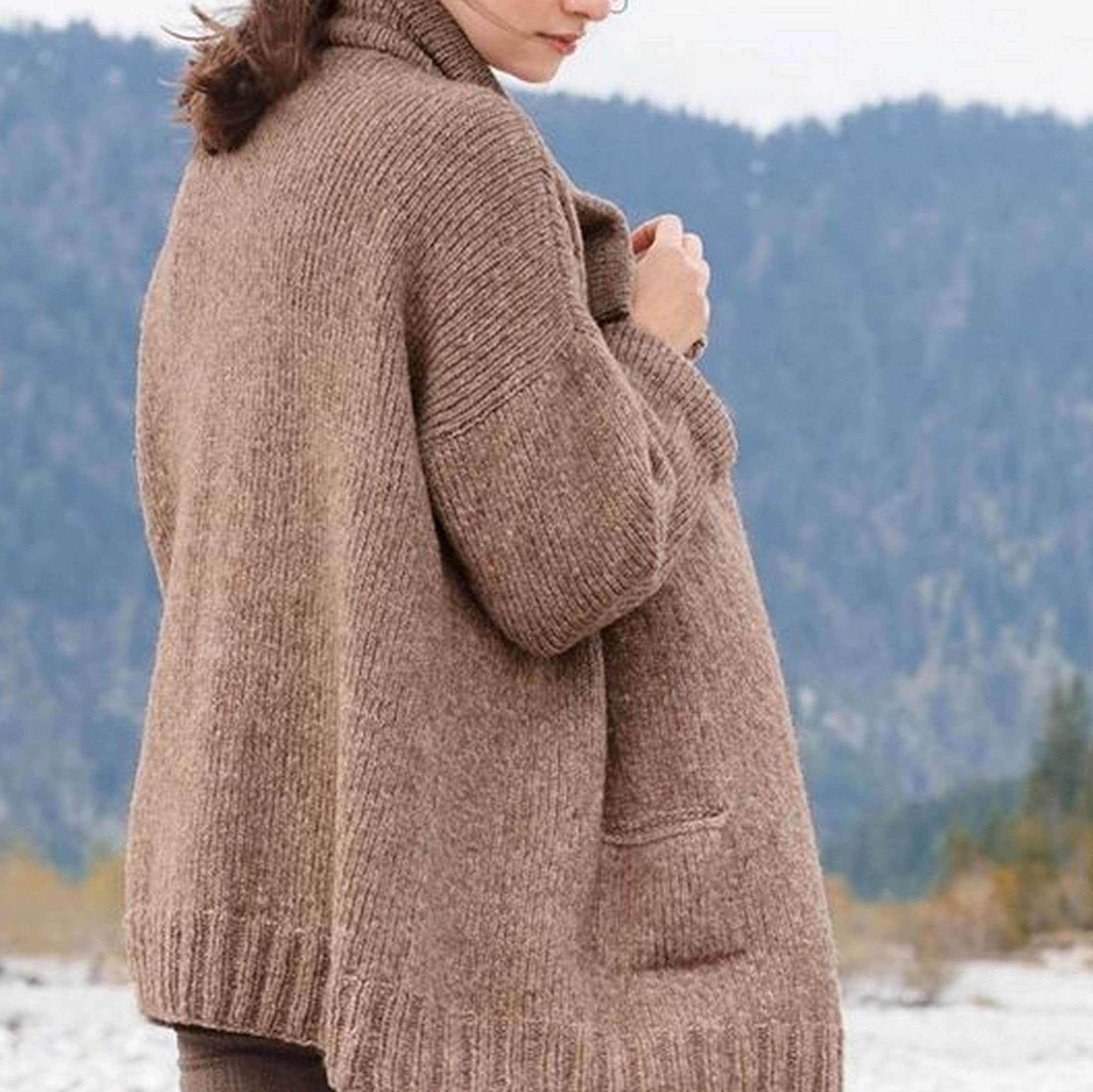 Chunky Thick Knitted Jacket Sweater Oversized Wool Sweater Large ...