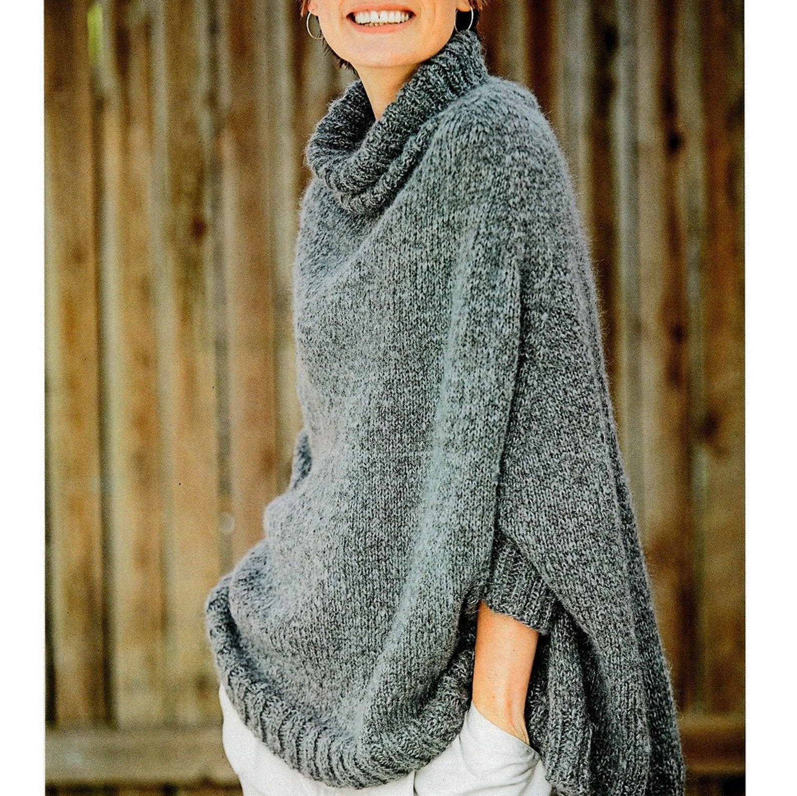 Soft Oversized Knit Poncho Baby Alpaca Wrap Over Top or Jacket Shawl ...