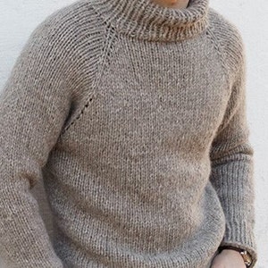 Hand Knitt Jumper for Men in With High Neck and Raglan, Wool Jumper ...