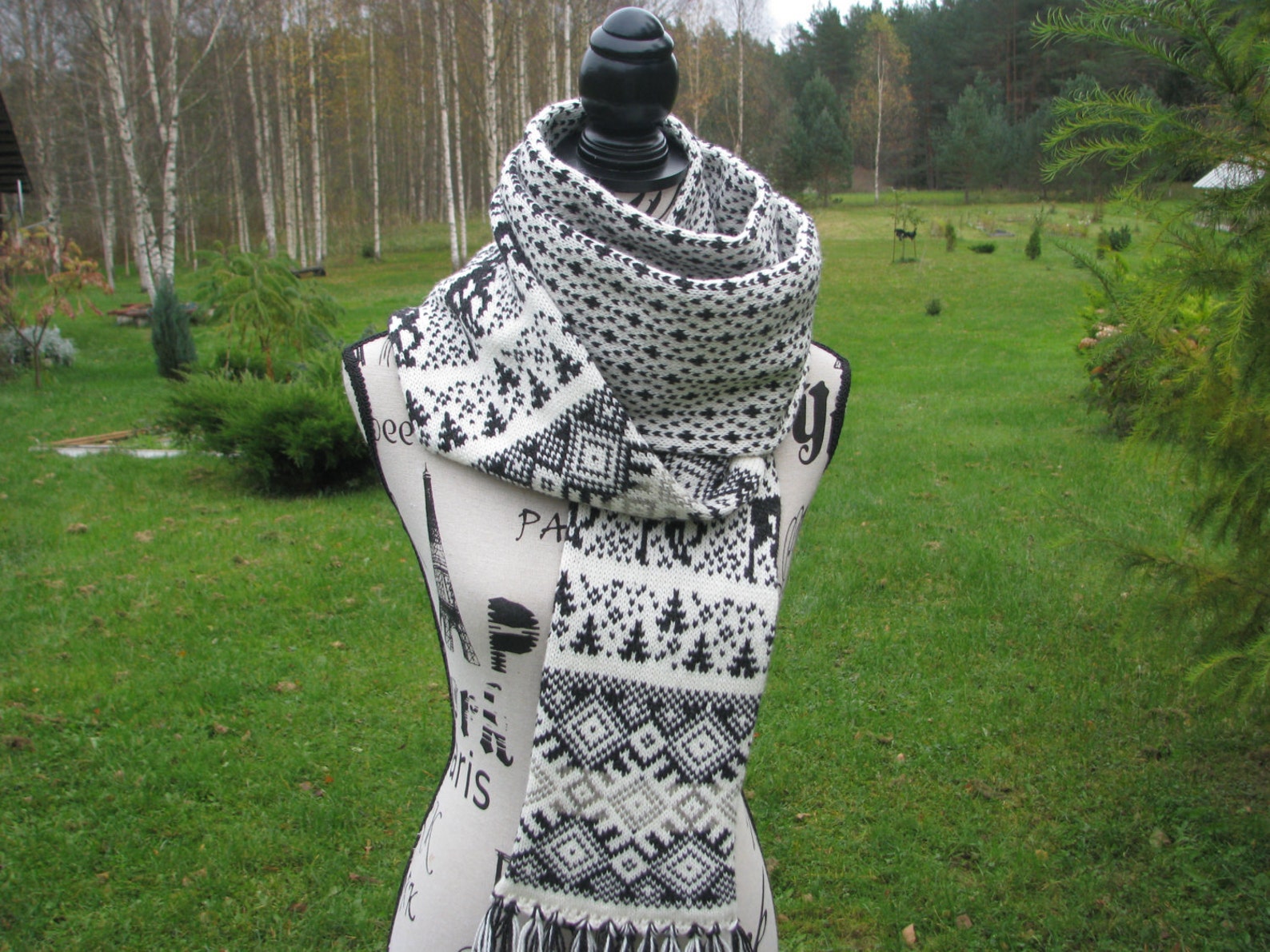Woolen Knitted Scarf With Deer. Winter Scarf, Unisex, Gift for Women ...