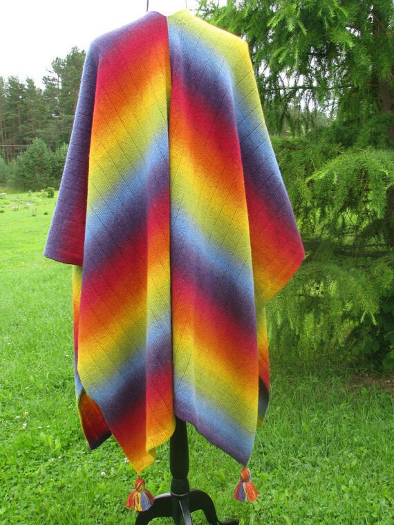 Knitted Large Poncho. Coat, Shawl, Scarf. Knit Shawl. Knit Koat. Yarn ...
