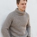 Hand Knitt Jumper for Men in With High Neck and Raglan, Wool Jumper ...