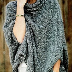 Soft Oversized Knit Poncho Baby Alpaca Wrap Over Top or Jacket Shawl ...
