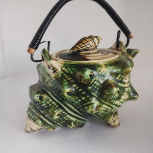 Vintage Conch Shell Majolica Seashell Teapot Green - Etsy