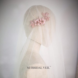 Juliet Cap Veil, Cap Veil, Vintage Inspired Veil, Blush Lace Juliet Cap ...
