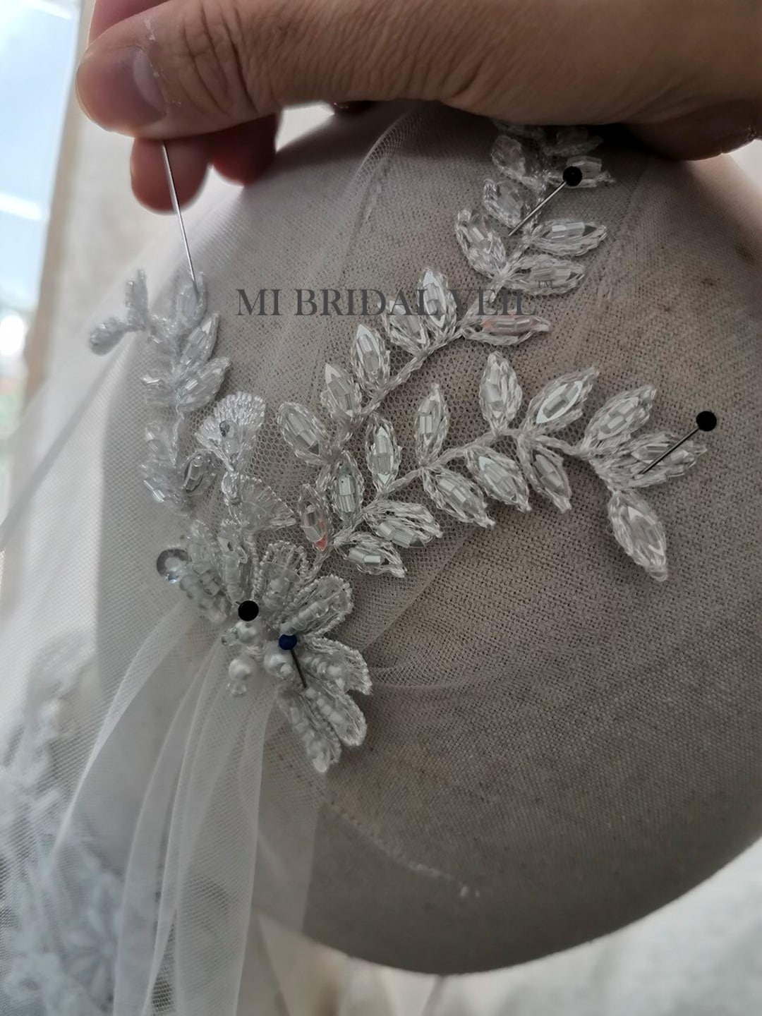 Juliet Cap Veil, Beaded Cap Wedding Veil, Vintage Style Veil, Beaded ...