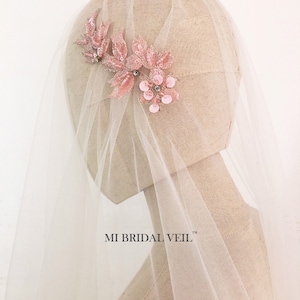 Juliet Cap Veil, Cap Veil, Vintage Inspired Veil, Blush Lace Juliet Cap ...