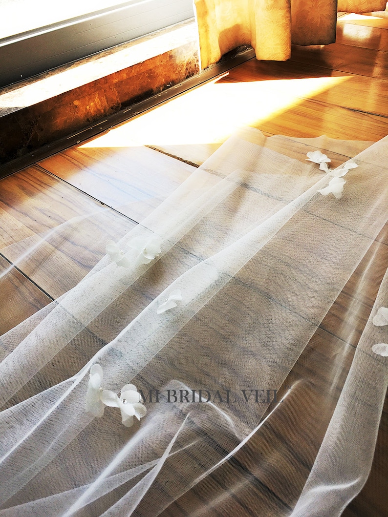 Flower Wedding Veil, Wedding Veil With Flowers, Boho Wedding Veil ...