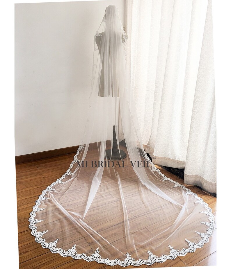 Cathedral Wedding Veil, Lace Veil Cathedral, Venice Lace Veil, Crochet ...