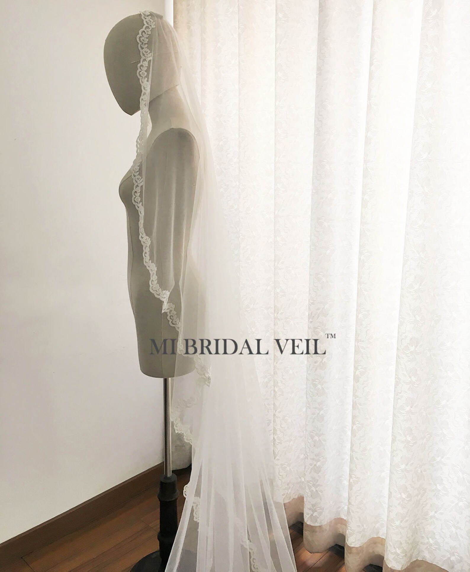 Mantilla Veil, Small Lace Mantilla Veil, Cathedral Lace Veil, Lace ...