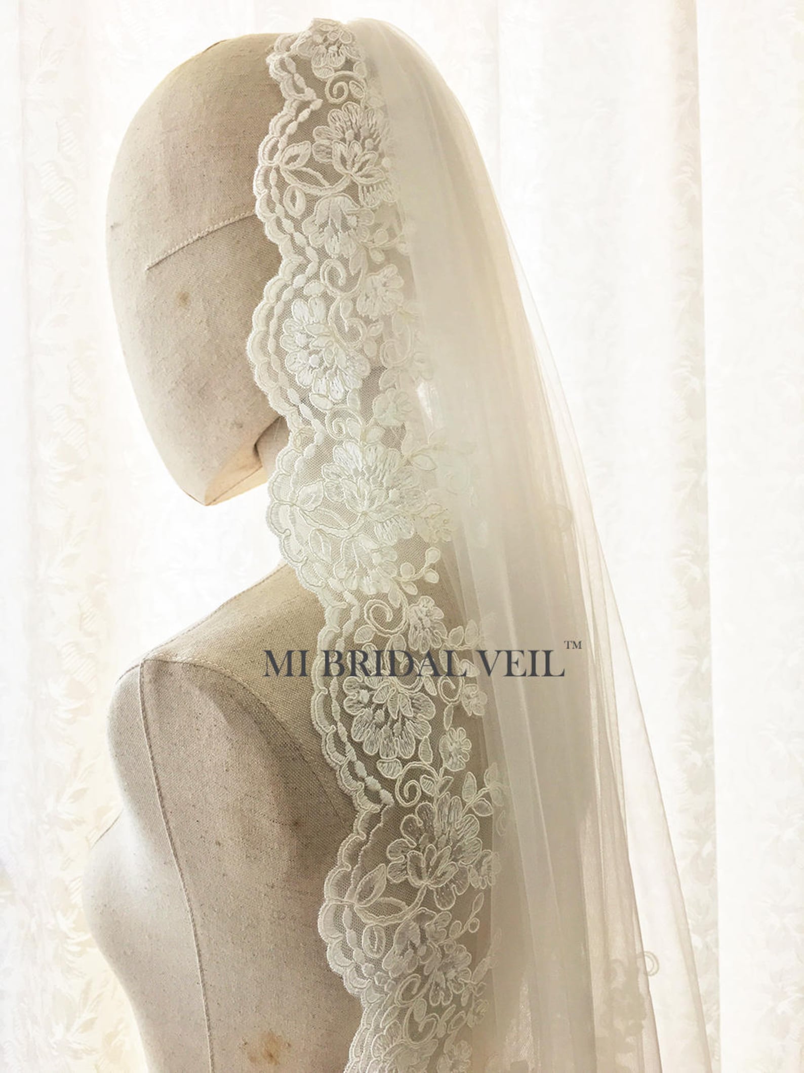 Lace Wedding Veil Rose Lace Veil Fingertip Lace Veil Lace - Etsy