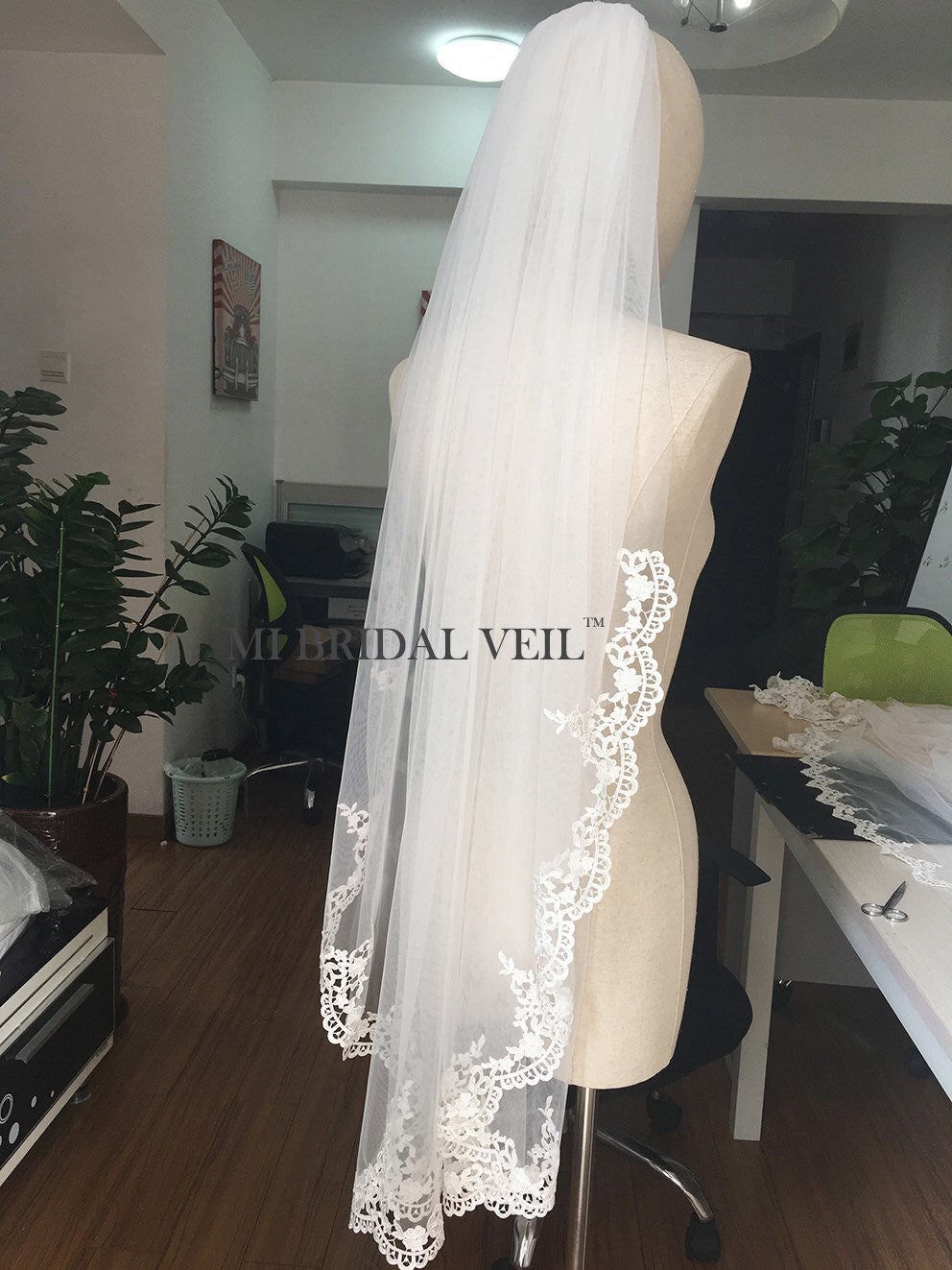 Venice Lace Veil Crochet Lace Veil Wedding Veil Fingertip - Etsy