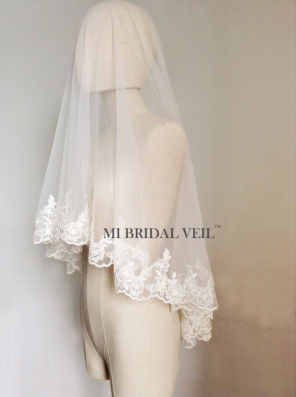 Lace Veil Lace Wedding Veil Lace Bridal Veil Fingertip | Etsy