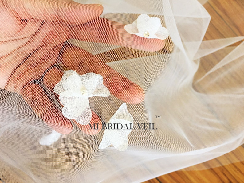 Flower Wedding Veil, Wedding Veil With Flowers, Boho Wedding Veil ...