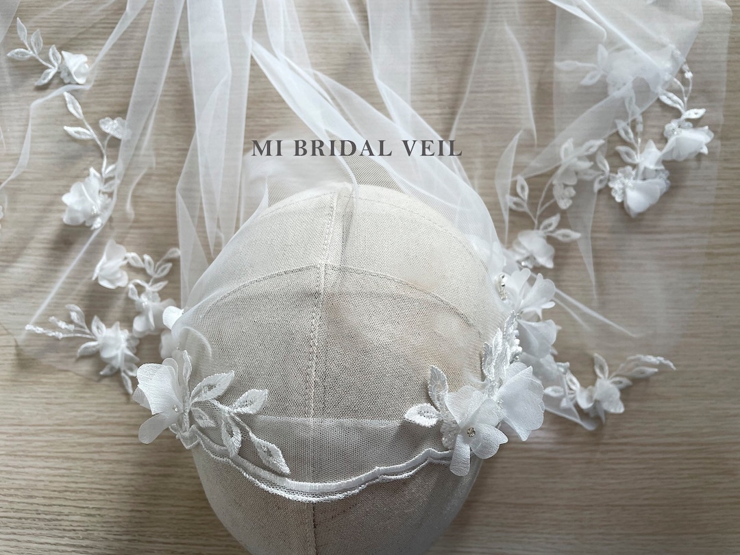 Juliet Cap Veil, Vintage Wedding Veil, Flower Cap Veil, Boho Wedding ...