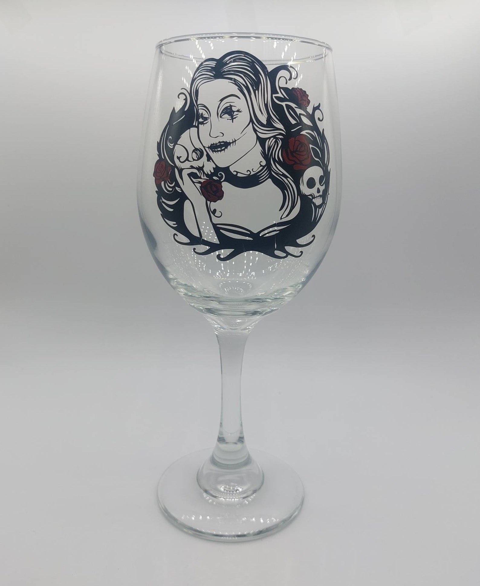 Gothic Glass, Gothic Wine Glass, Skull, Home Decor, Halloween, Darkness ...