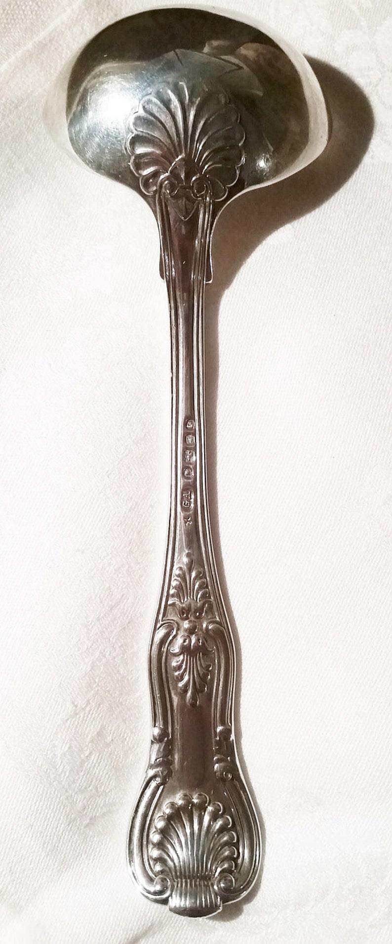 George Adams Pure Silver English Antique Gravy or Soup Ladle, Early ...