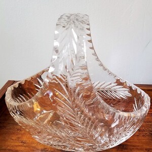 Small Cut Crystal Basket With Handle, Waterford Style Crystal Basket ...