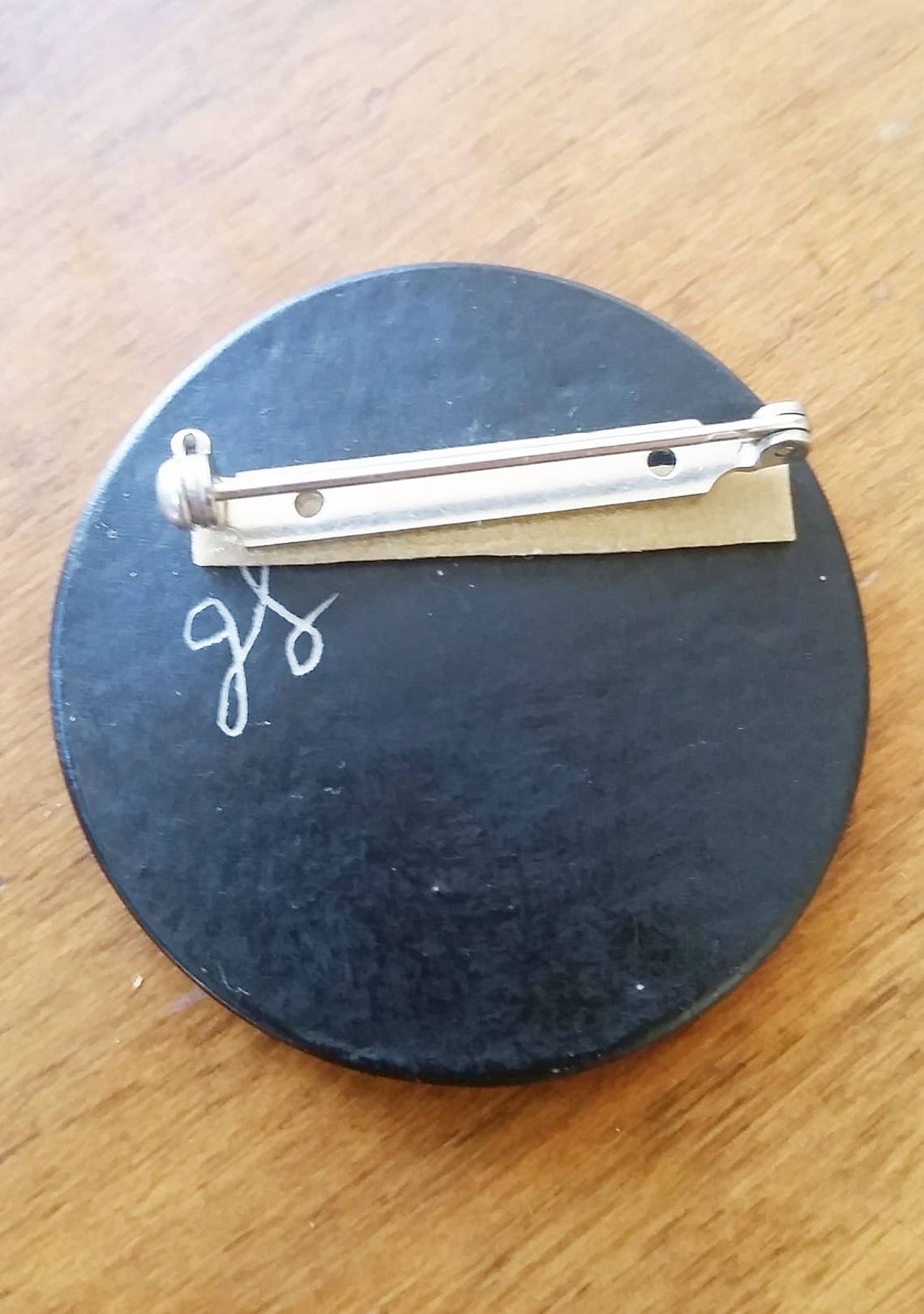 Signed Aboriginal Black and White Circular Clay Rabbit Pin, Rabbit Pin ...