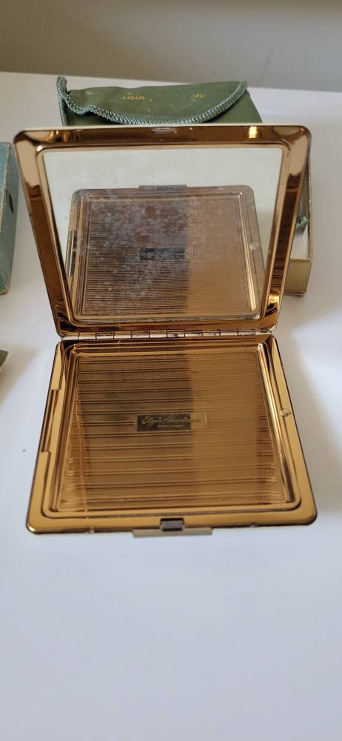 Vintage Elgin American 1940's Compact in Original Box, Gold Colored ...