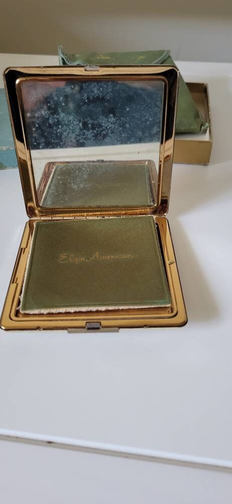 Vintage Elgin American 1940's Compact in Original Box, Gold Colored ...