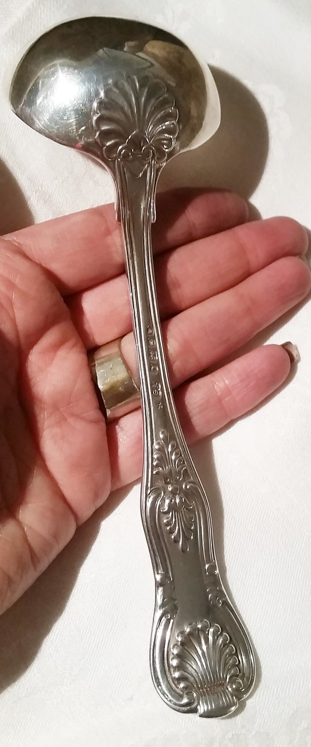 George Adams Pure Silver English Antique Gravy or Soup Ladle, Early ...