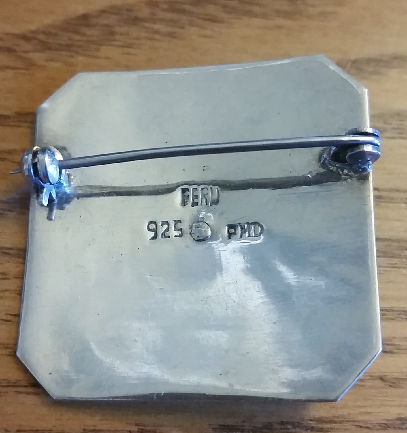 Hand-painted Unisex Vintage Sterling Square Peruvian Brooch/pin, 1940's ...