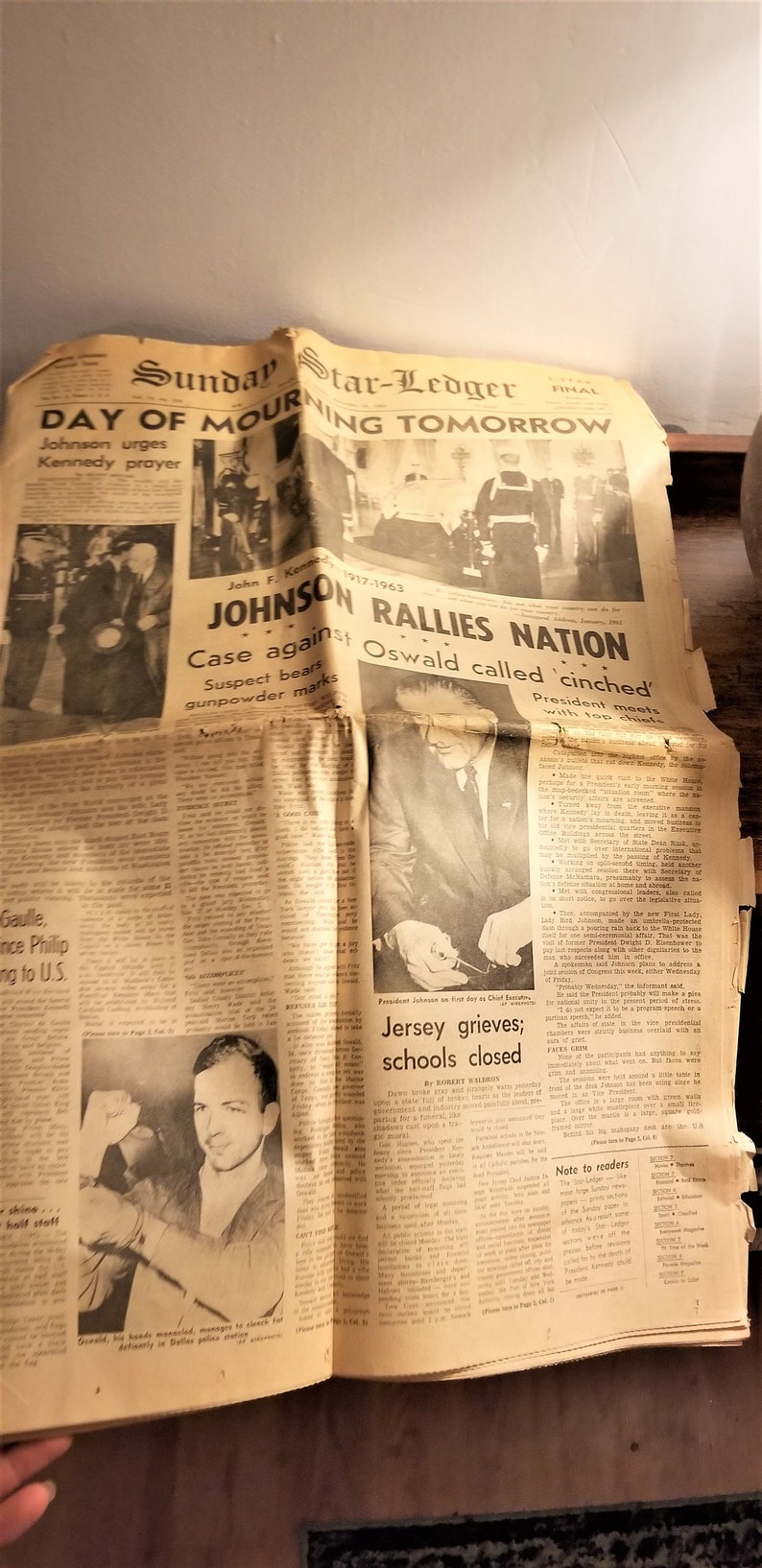 The Sunday Star Ledger November 24, 1963 day of Mourning Tomorrow ...