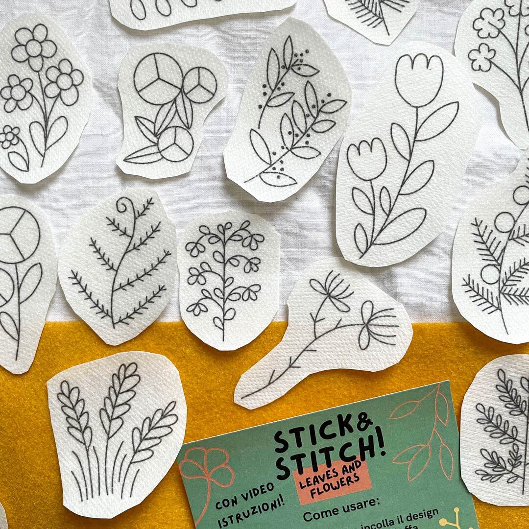 17 Embroidery Stickers Stick and Stitch Leaves and Flowers Designs ...