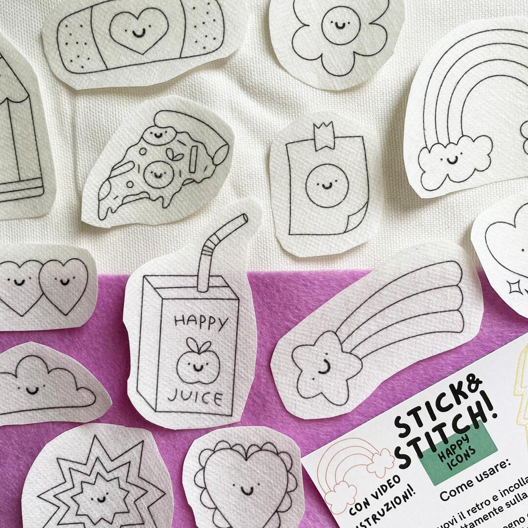 13 Stick and Stitch Embroidery Stickers Happy Icons Designs Embroidery ...