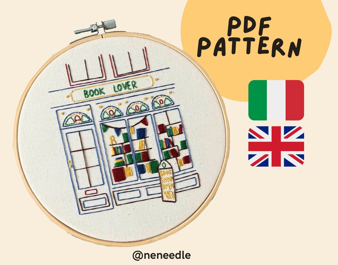 Book Lover Embroidery Pattern for Beginners PDF Embroidery Pattern Book ...